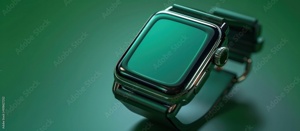 Stylish and Futuristic Green Smartwatch with Innovative Digital Display ...