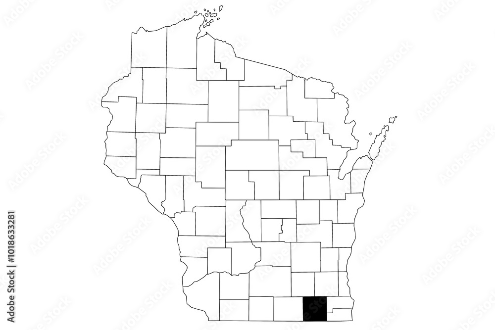 Map of Walworth County in Wisconsin state on white background. single ...