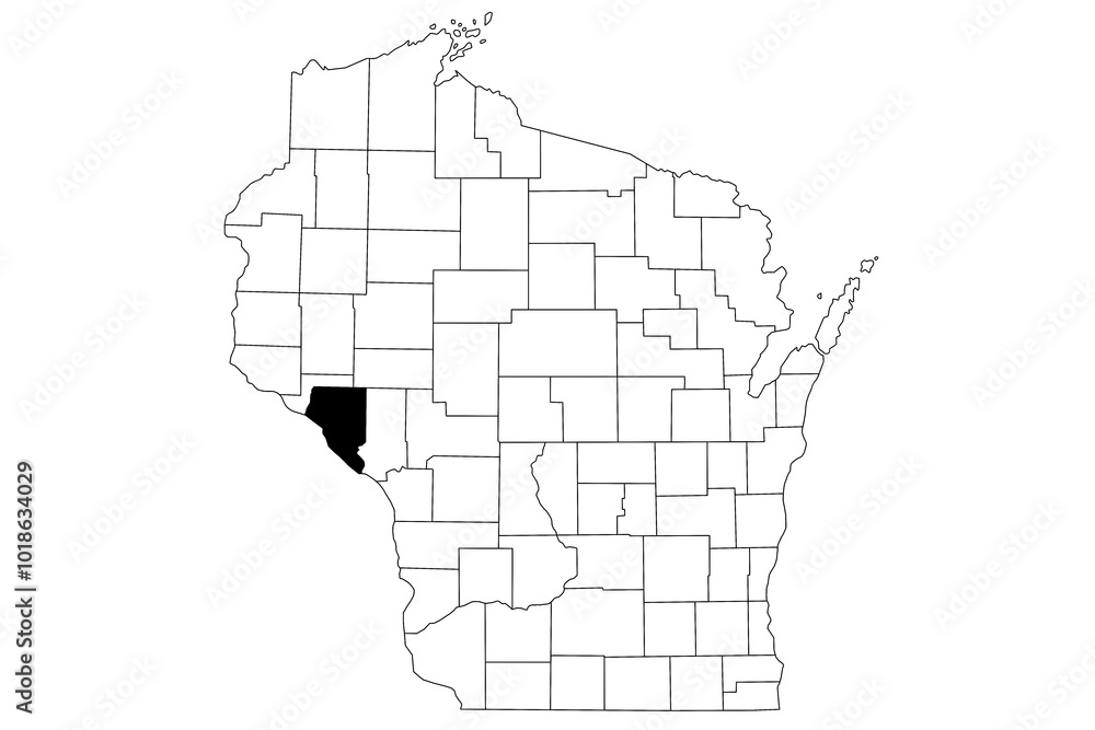 Map of buffalo County in Wisconsin state on white background. single ...