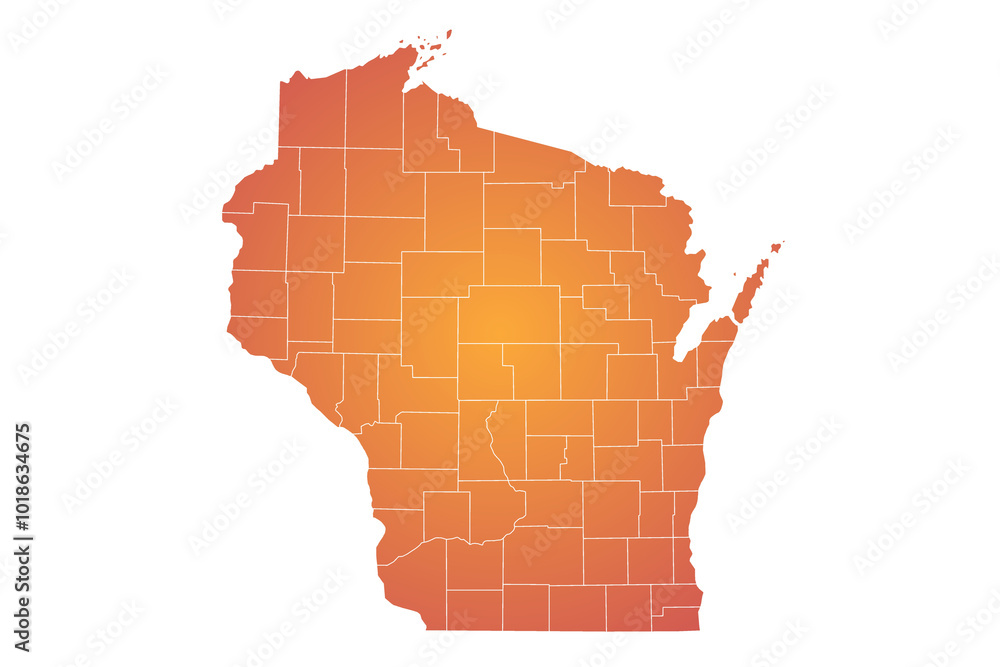 Wisconsin administrative map. counties map of Wisconsin, blank Map ...