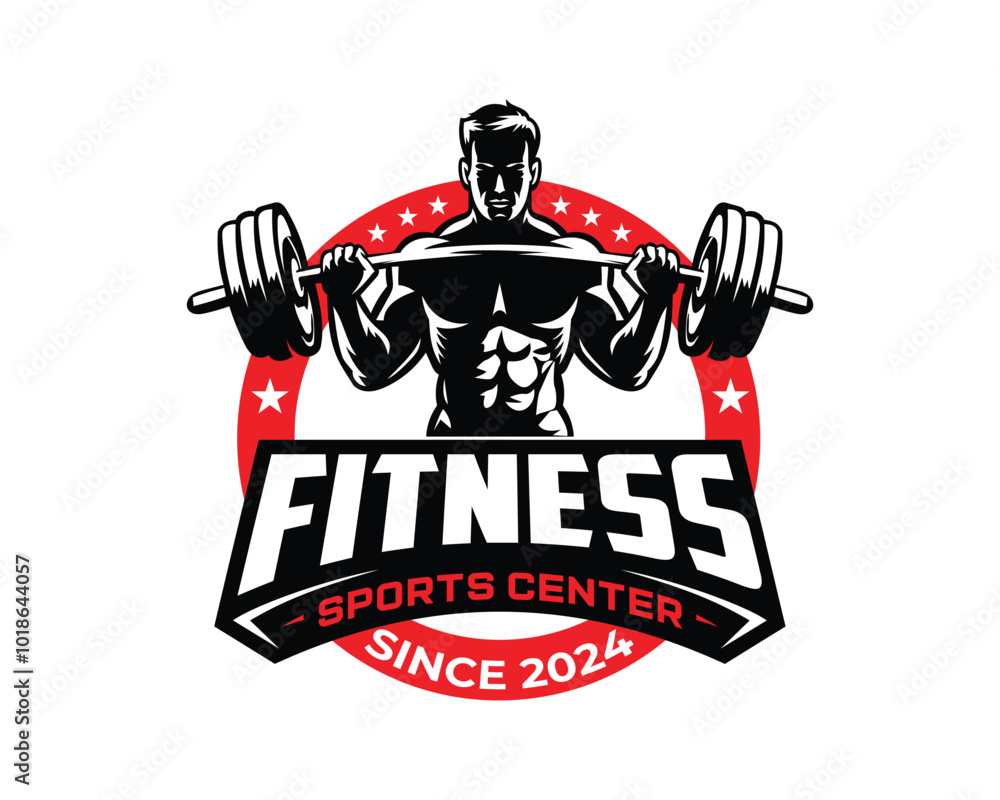 Стоковое векторное изображение «Powerful fitness sports center logo ...