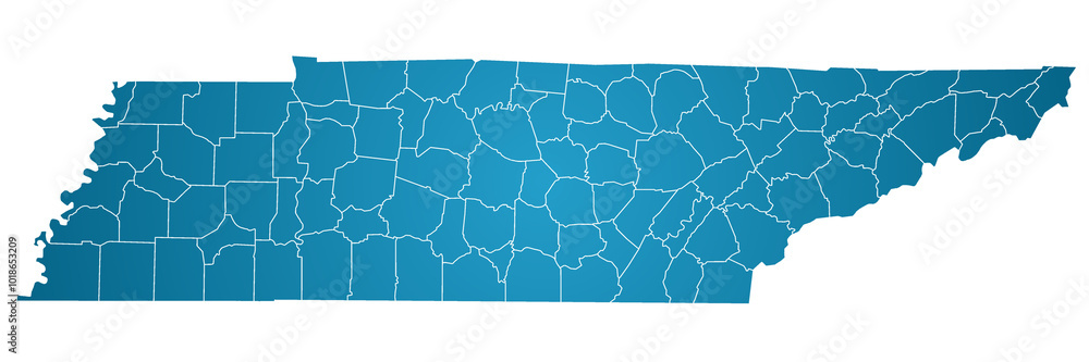 Tennessee administrative map. counties map of Tennessee, blank Map ...