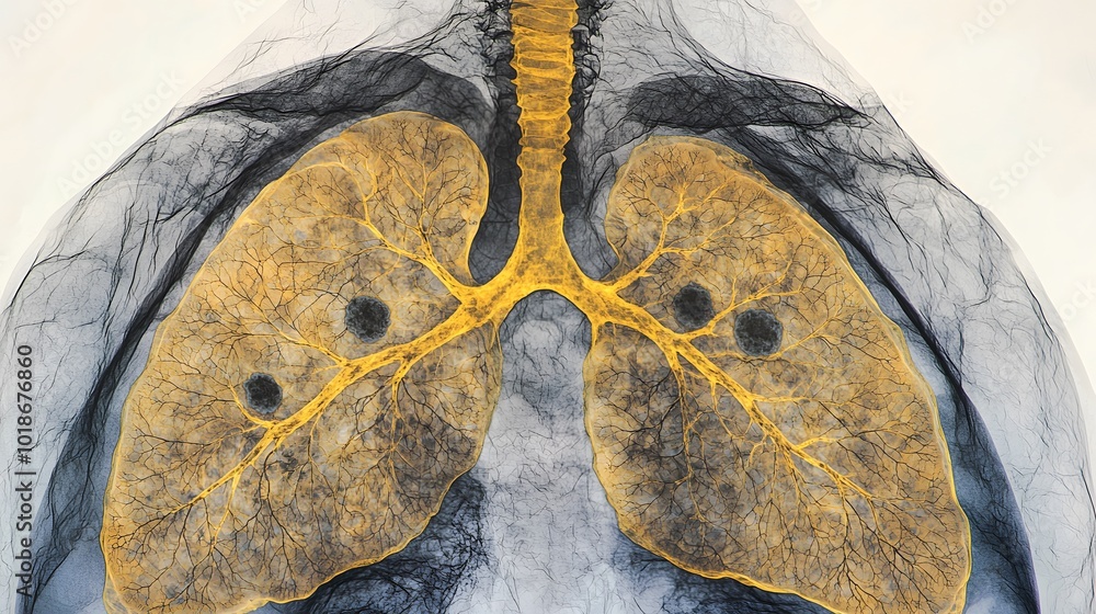 with TB Lesions: An X-ray image showing characteristic TB lesions ...