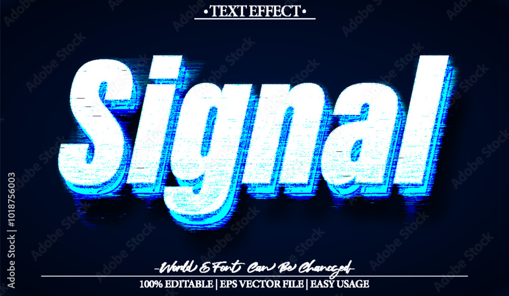 Signal Vector Text Effect Editable Alphabet Wifi Digital Tech Blue ...