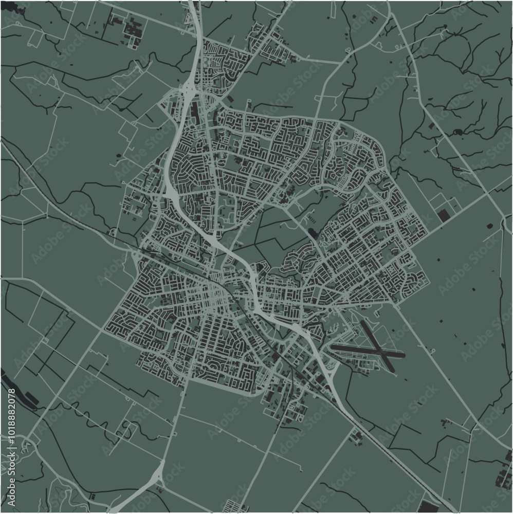 Map of Salinas in California in a smooth dark style. Contains layered ...