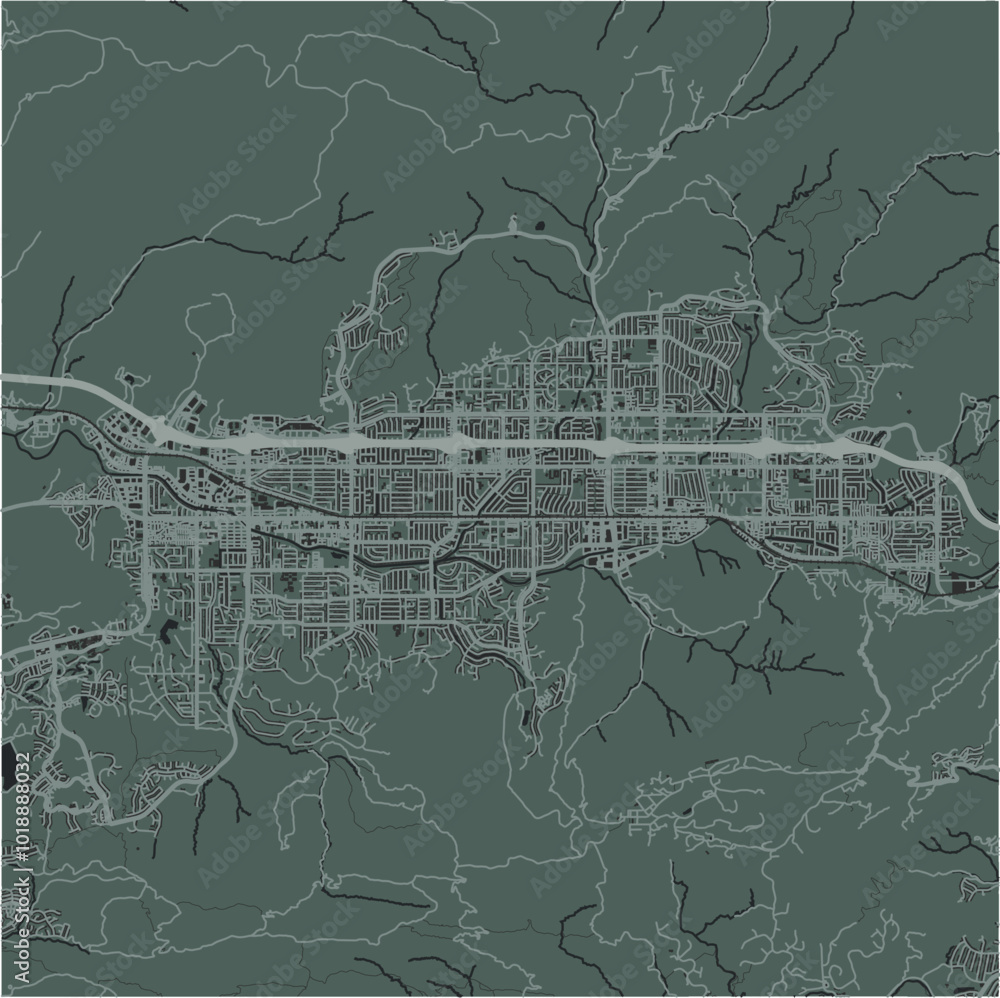 Map of Simi Valley in California in a smooth dark style. Contains ...