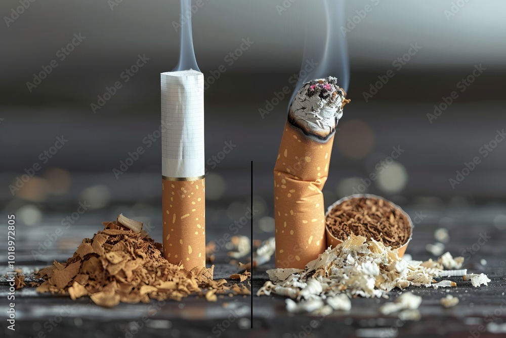 A before and after visual comparison of a smoker's and non-smoker's ...