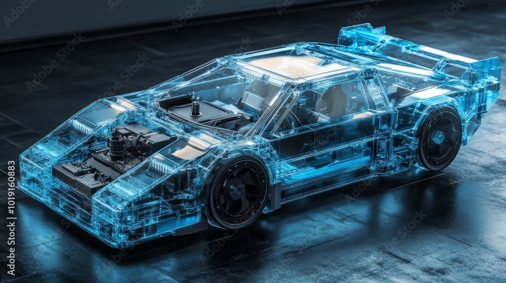 Lithium battery packs for electric cars are illustrated with power ...