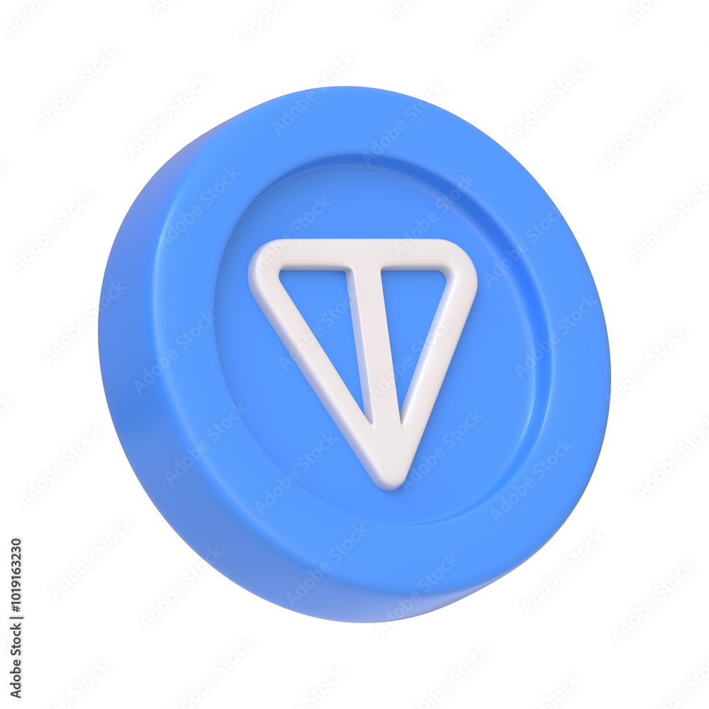 Blue Toncoin cryptocurrency token symbol, representing digital currency ...