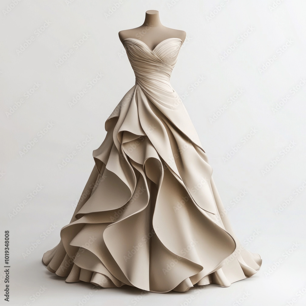 Wedding dress adorned with intricate lace details, set against a soft ...