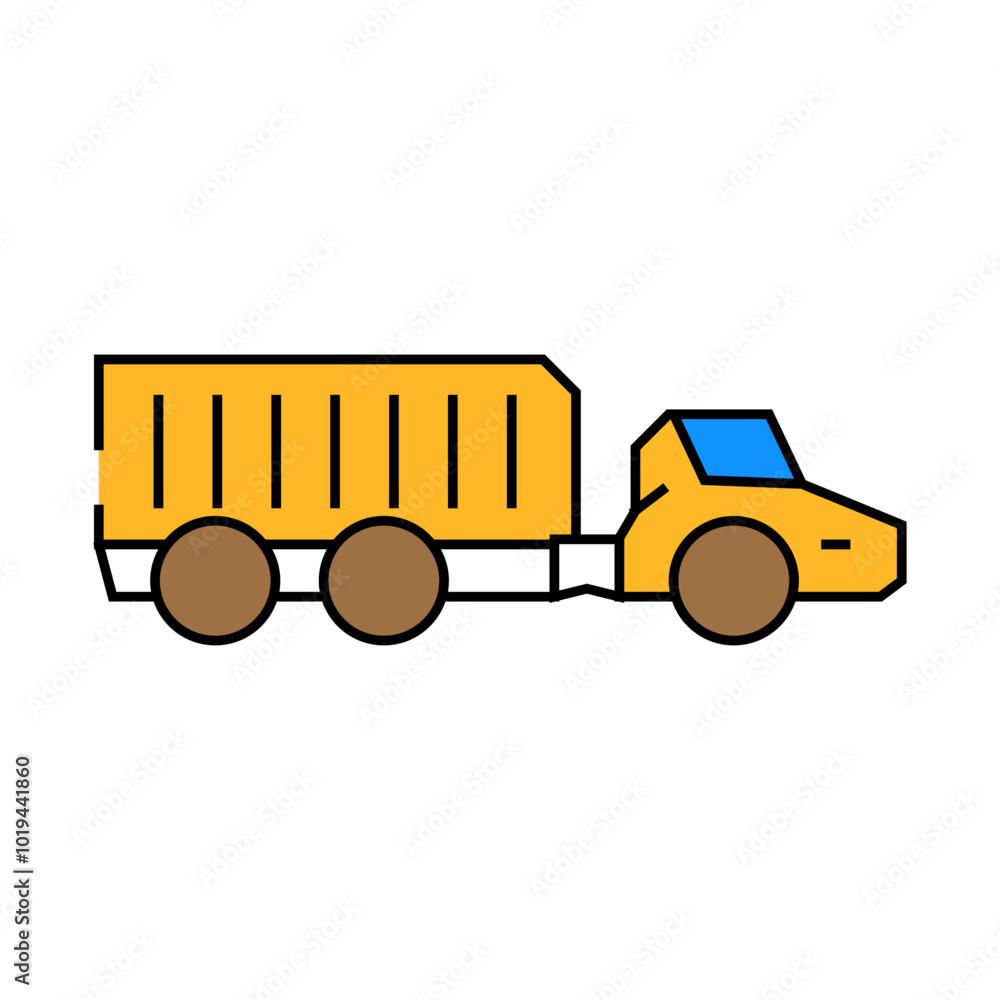 articulated hauler construction vehicle line icon vector. articulated ...