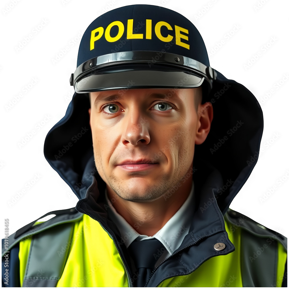 Police Officer in High Visibility Uniform with Transparent Background ...