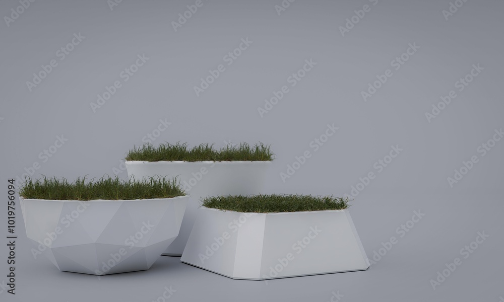 Generated igrass 3d podium platform ground green land soil garden field ...