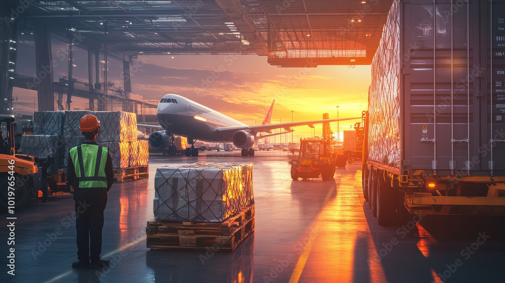 A logistics team managing perishable goods air transport, overseeing ...