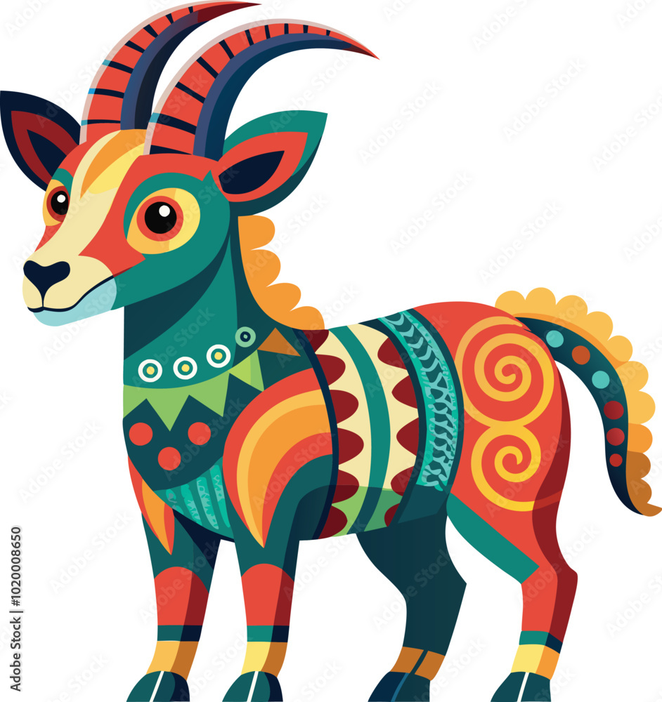 mexican alebrijes goat animals vector art illustration graphic design ...
