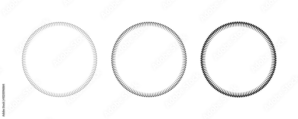 Circle scalloped frame. Scalloped edge round shape border. Simple label ...