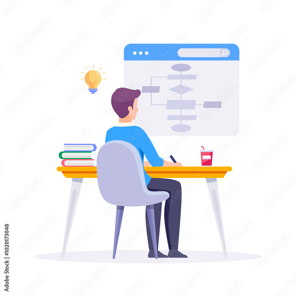 workflow diagram or model design, flowchart to get result Illustration ...