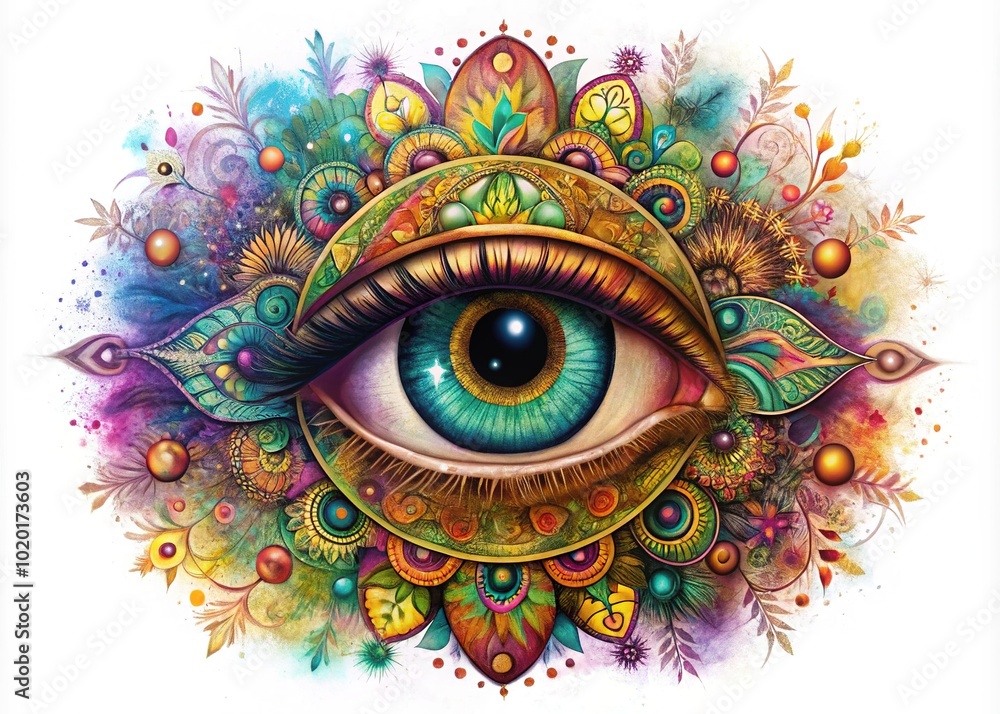 Bohemian Eye Design for Aesthetic Logos and Tattoos - Mystical Isolated ...
