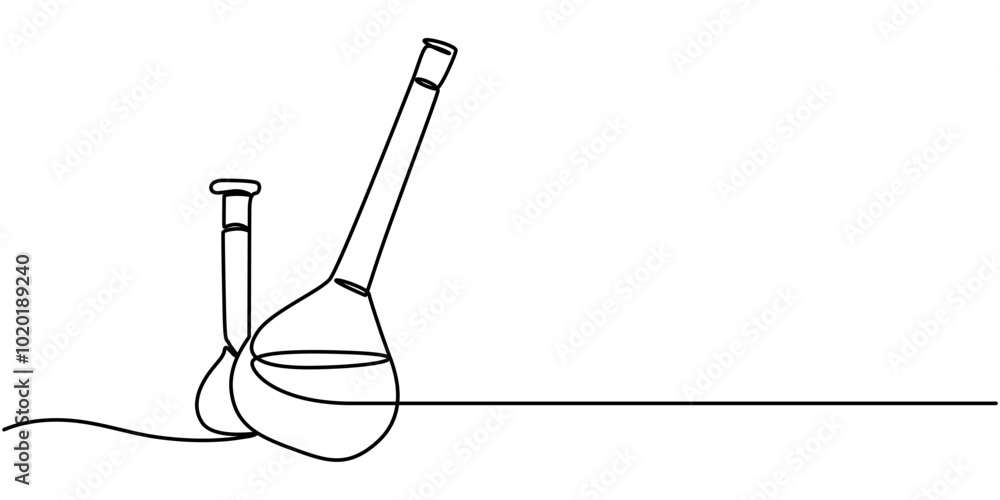 Lab experiment tools in continuous single one line art drawing ...