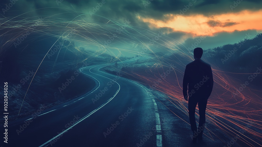 Conceptual Illustration of a Man and Elements Beyond His Influence ...