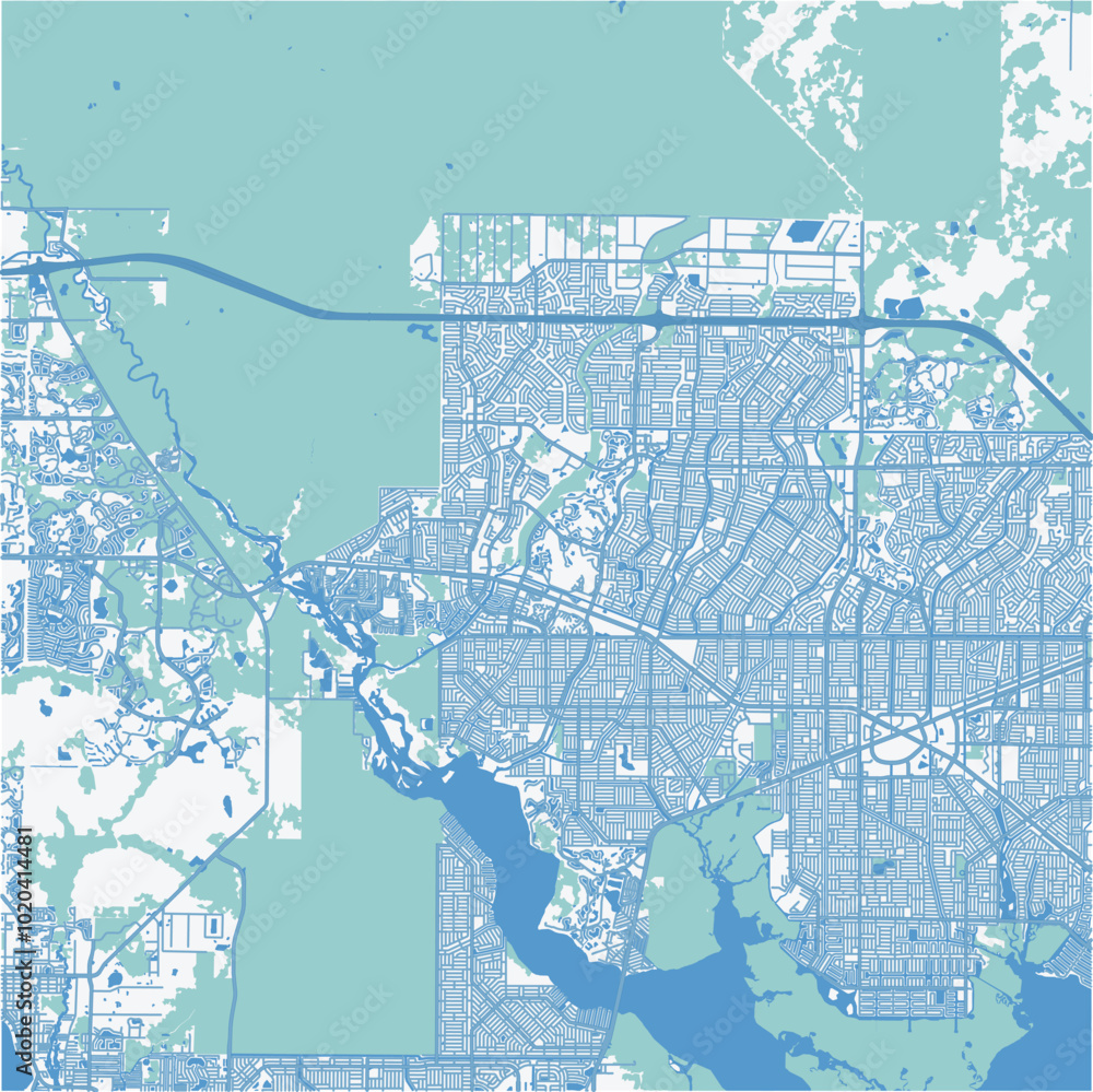 Vector de Stock Map of North Port in Florida in a professional blue ...