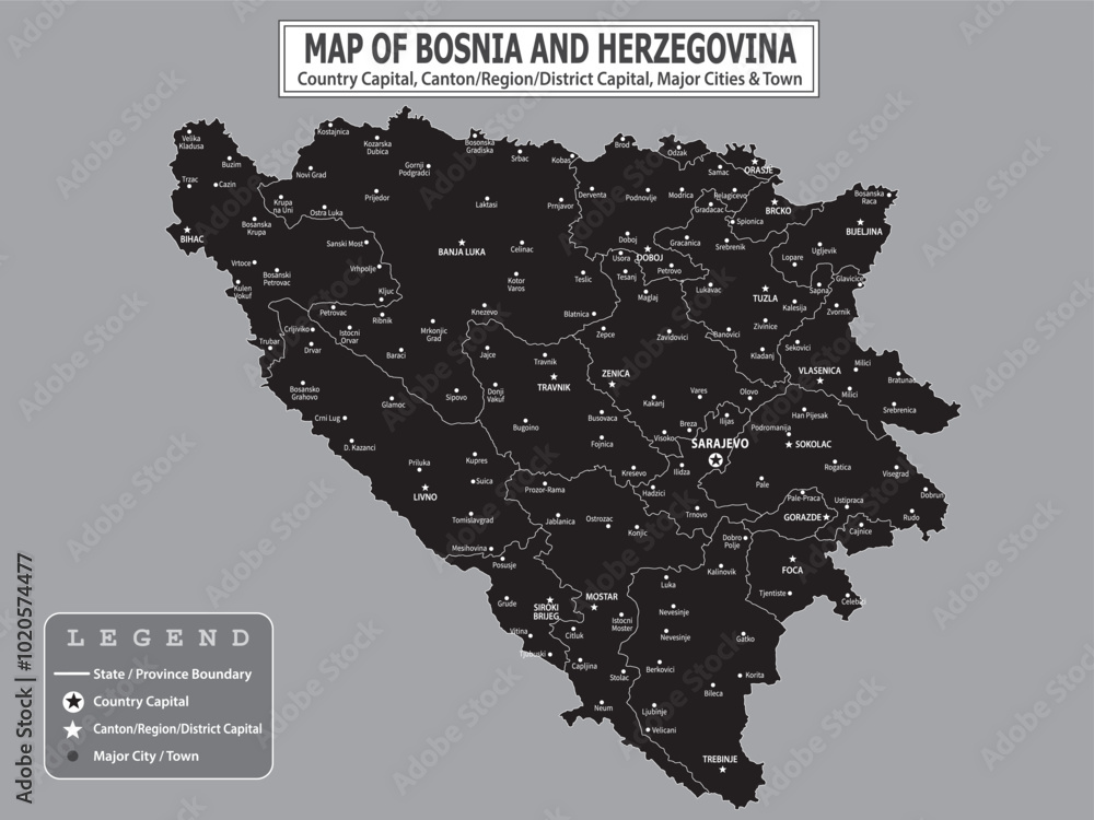 European Country Geography Political map. Political map of country with ...
