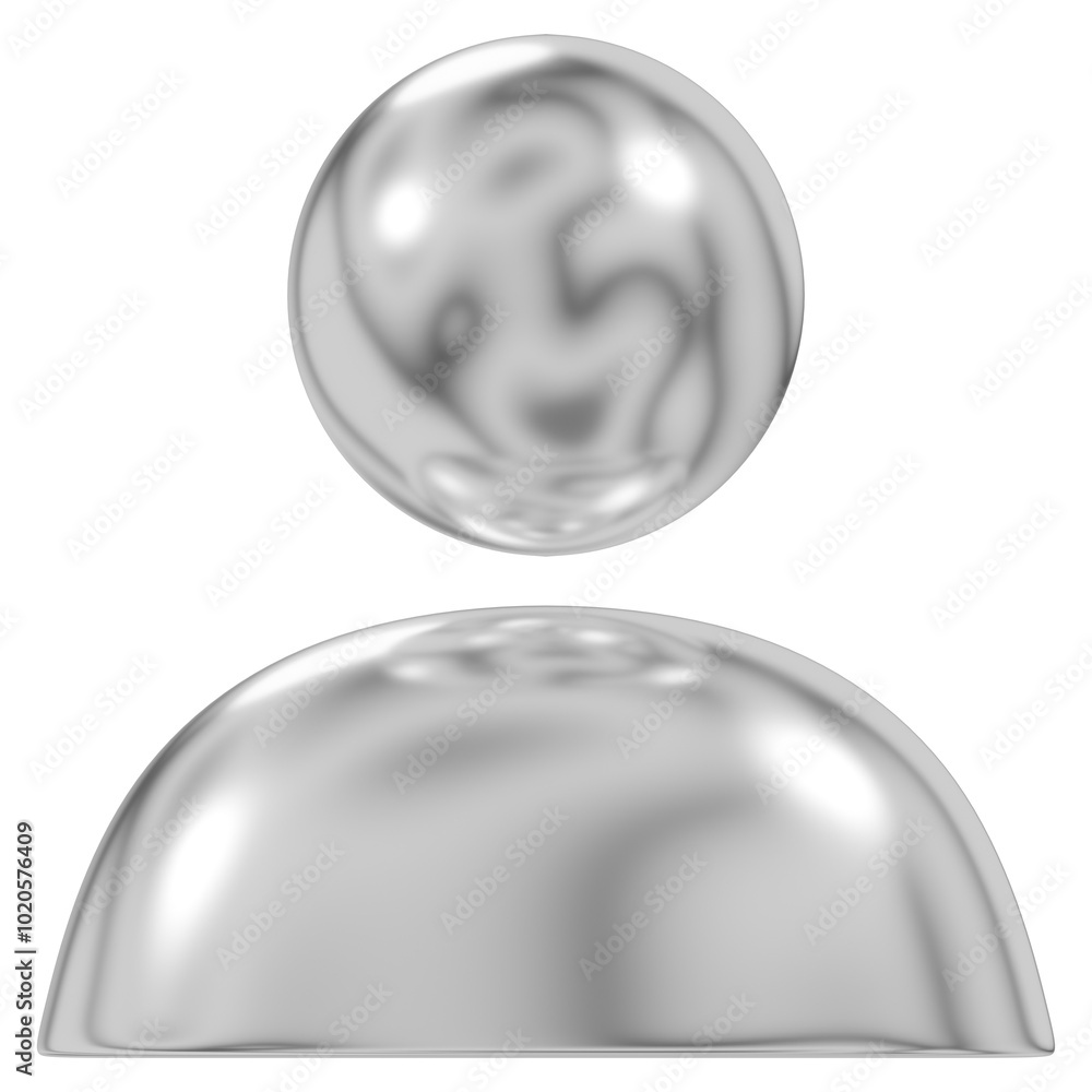Metallic avatar png 3D user profile icon, transparent background Stock ...