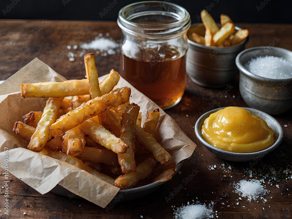 Classic crinkle-cut French fries fried to perfection, paired with a ...