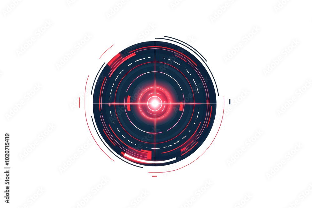 Futuristic red and black digital radar target interface concept, with ...