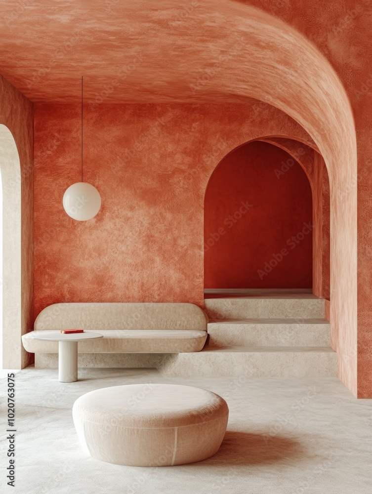 minimalistic interior with decorative elements Pantone Tomato Cream ...