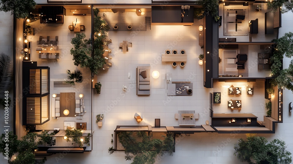 Detailed architectural layout of a boutique hotel, including guest ...