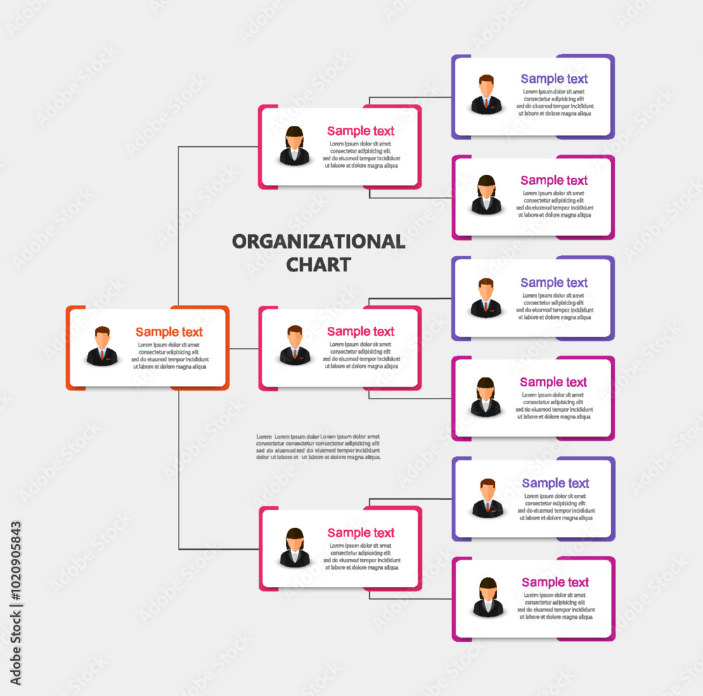 Corporate organizational chart with business avatar icons. Business ...
