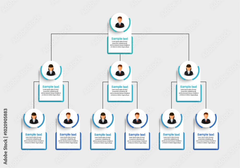 Corporate organizational chart with business avatar icons. Business ...