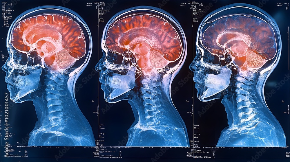 Ilustración de Stock Detailed 3D MRI brain scans showcasing the ...
