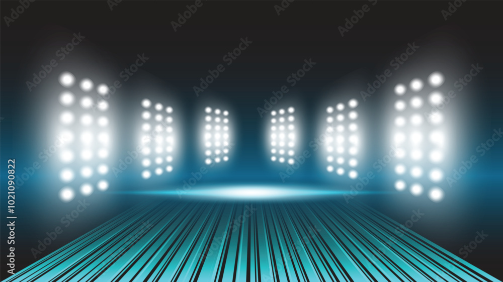 Abstract technology background stadium stage hall with scenic lights of ...