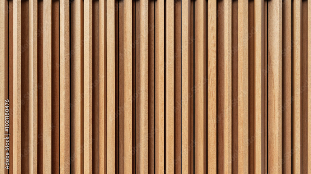 Natural wood lath wall background featuring a seamless vertical pattern ...