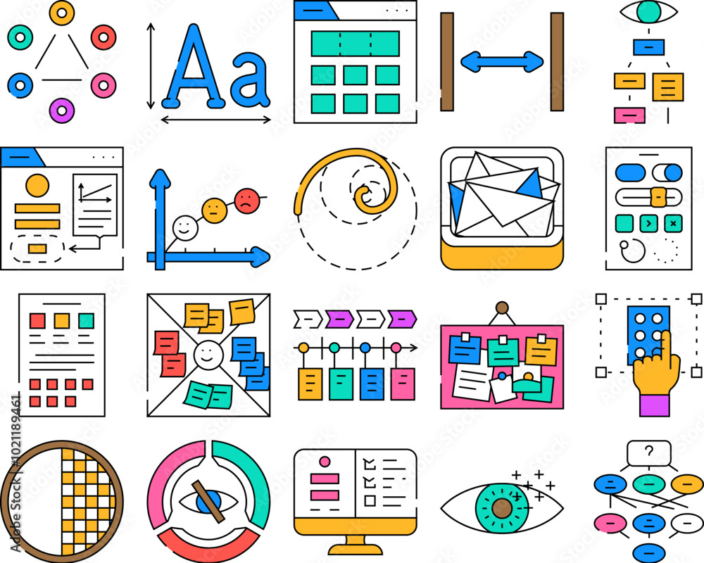 ux ui design app website icons set vector. prototype application, web mobile, user creative ...