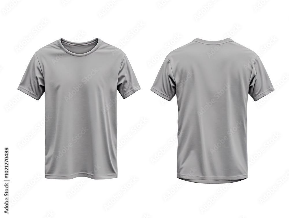 Gray t-shirt mockup front and back view isolated on transparent ...