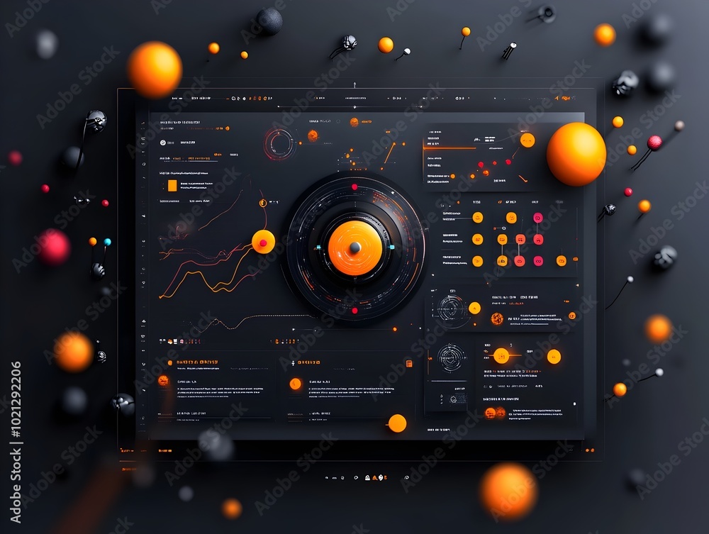 Visually striking digital data dashboard with a clean modern sci fi themed user interface design ...