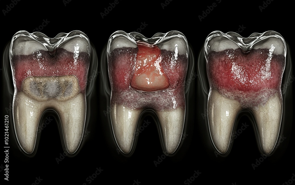 Detailed comparison of tooth decay stages illustrating the progression ...