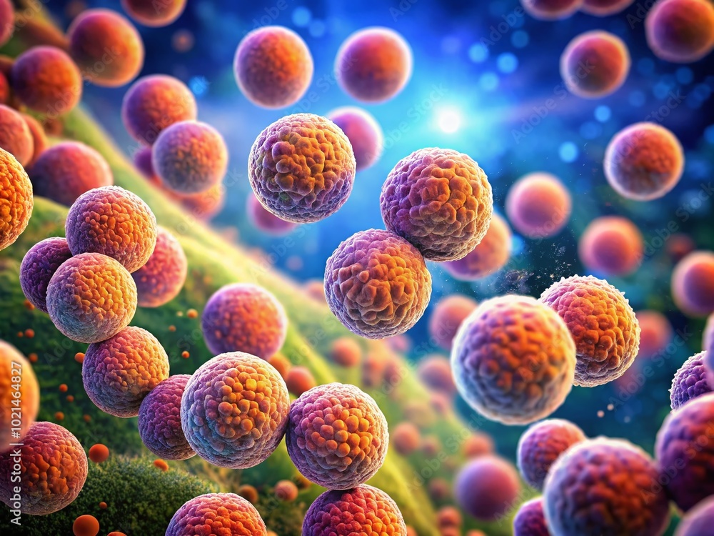 Magnified View of Streptococcus Bacteria Under Microscope, Illustrating ...