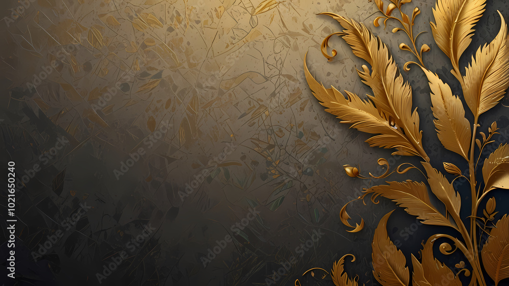 Embossed paper texture with subtle gold leaf accents, aged and elegant ...