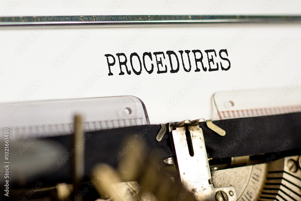 Procedures symbol. Concept word Procedures typed beautiful old retro ...