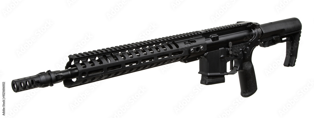 Modern automatic rifle isolated on white background. Weapons for police ...