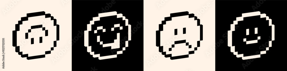 Vector de Stock 3D emoji pixelated icons. Various funny faces. Pixels ...