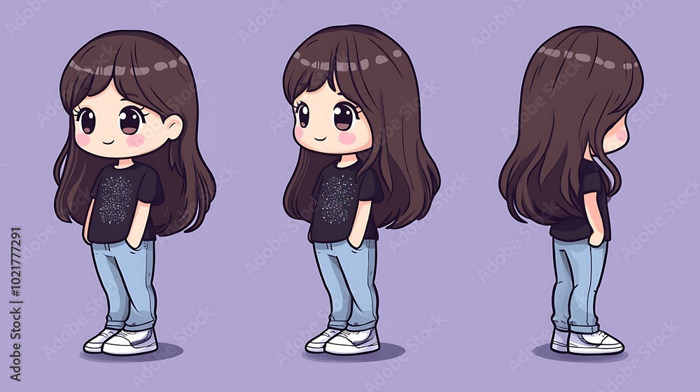 Cute Cartoon Girl Character Sprite Sheet for Game Design or Animation ...