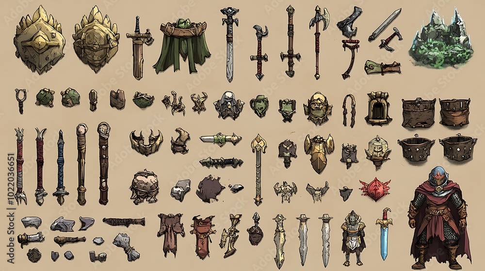 Pixel art sprites for a game character with medieval weapons and armor ...