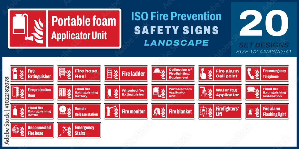 20 set fire prevention safety signs v10_portable foam applicator unit ...