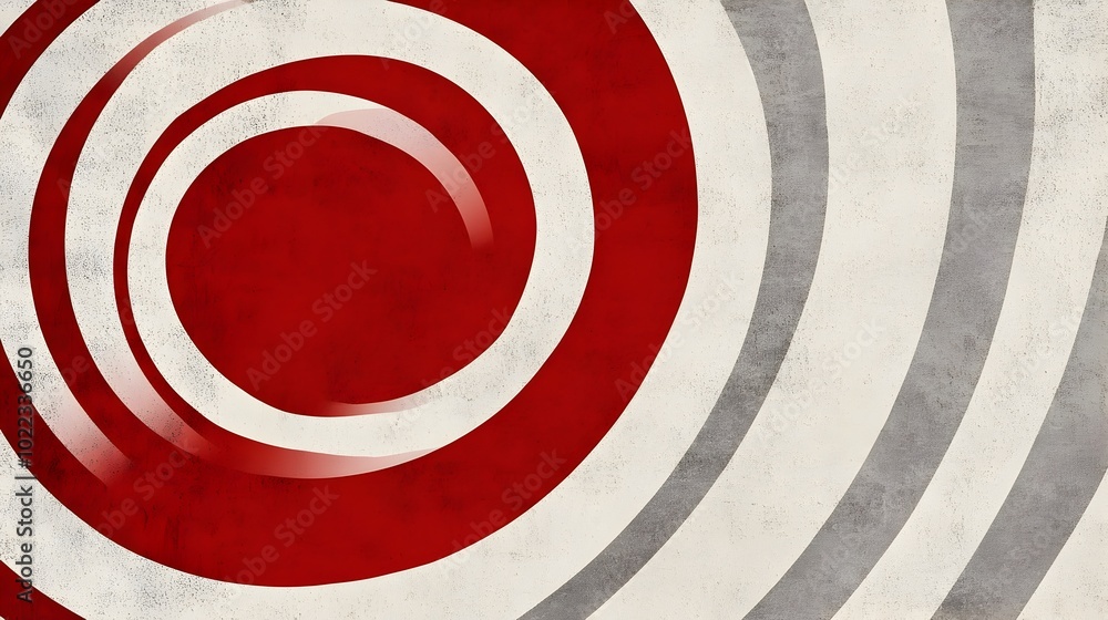 Striking Minimalist Design with Concentric Circles in Deep Red and ...