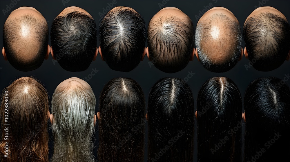 A step-by-step visual progression of laser hair therapy, from scalp ...